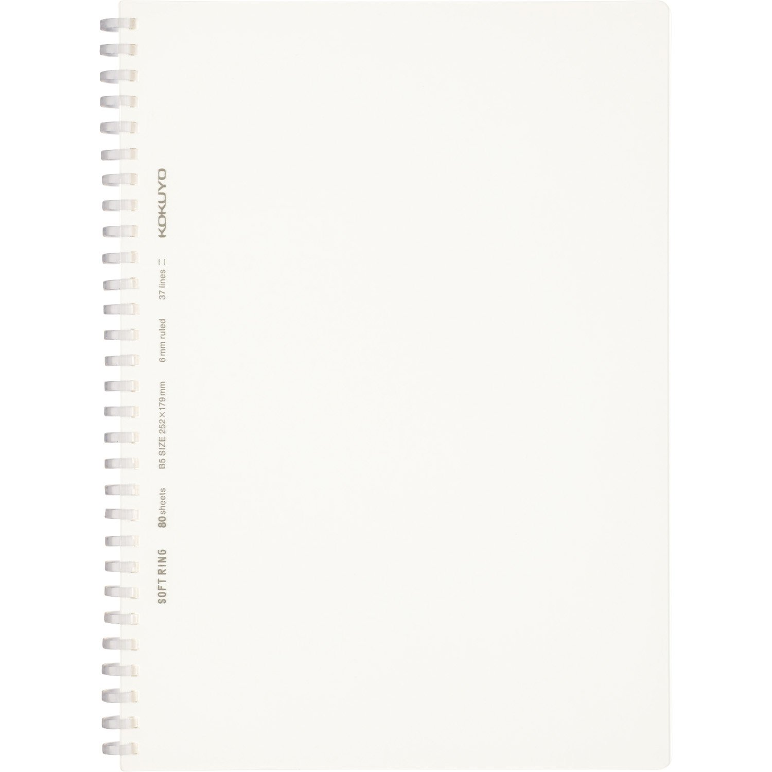 KOKUYO Spiral Lined Notebook, 10'' x 7'' Business Journal B5 Soft Ring Notebooks with A 6mm Ruled, 80 Perforated Sheets, Clear 1 Subject Notebook, Note Taking for Work. Japan Import (SU-SV508B-T)