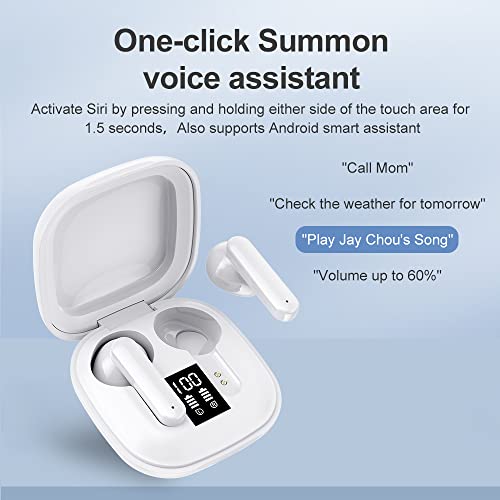 Hoseili 【2022new editionBluetooth Headphones.Bluetooth 5.2 Wireless Earphones in-Ear,LED Power Display IPX7 Waterproof Band Microphone Touch Control Portable Charging Case for iOS Android PC. YJ2