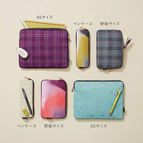 Kokuyo KME-LFPH101DV Flat Pouch, Pen Case Size, Checkered, Purple