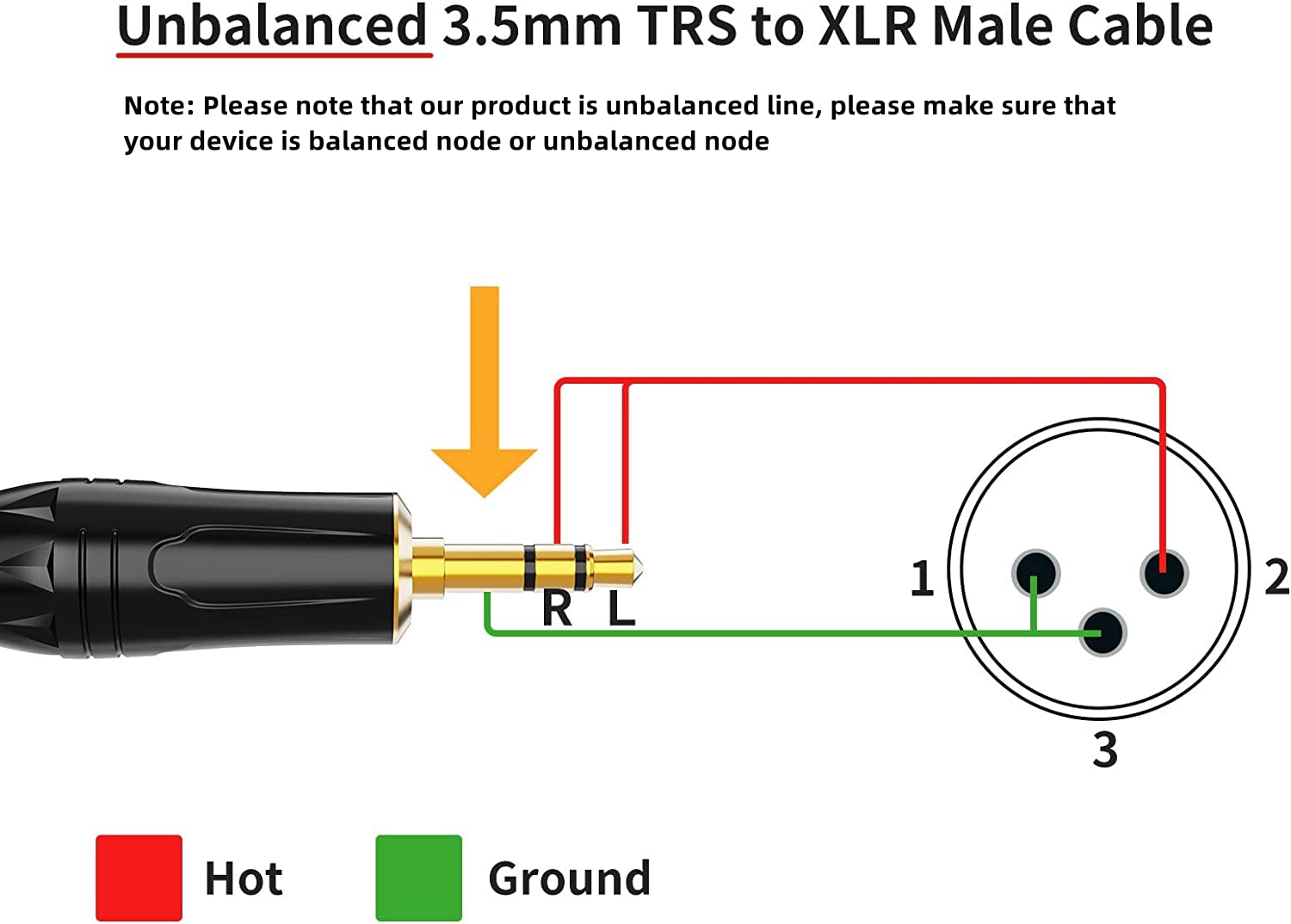 CableCreation 3.5mm to XLR 2 Pack, 6 Feet 3.5mm (1/8 Inch) TRS Stereo Male to XLR Male Cable Compatible with iPhone, iPod, Tablet, Laptop and More, Black