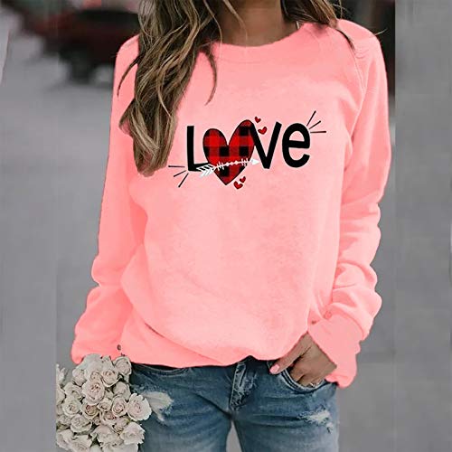 JDHUFEI Sweatshirts Women Casual Crewneck Sweaters Fashion Hoodies Love Print Long Sleeve Pullover Tops Trendy Fall Clothes