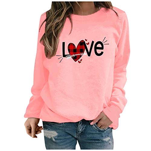 JDHUFEI Sweatshirts Women Casual Crewneck Sweaters Fashion Hoodies Love Print Long Sleeve Pullover Tops Trendy Fall Clothes