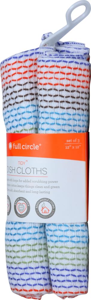 FULL CIRCLE HOME DISH CLOTH,TIDY,100%COTTN, 3 CT