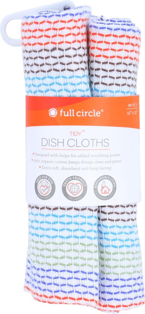 FULL CIRCLE HOME DISH CLOTH,TIDY,100%COTTN, 3 CT