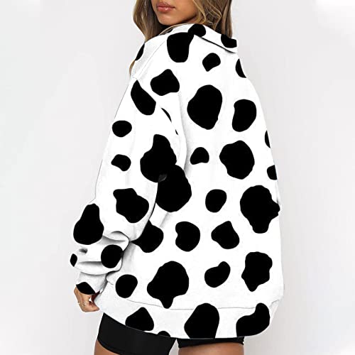 Fashion Women Casual Print Lapel Neck Long Sleeve Loose T-Shirt Blouse Pullover Tops