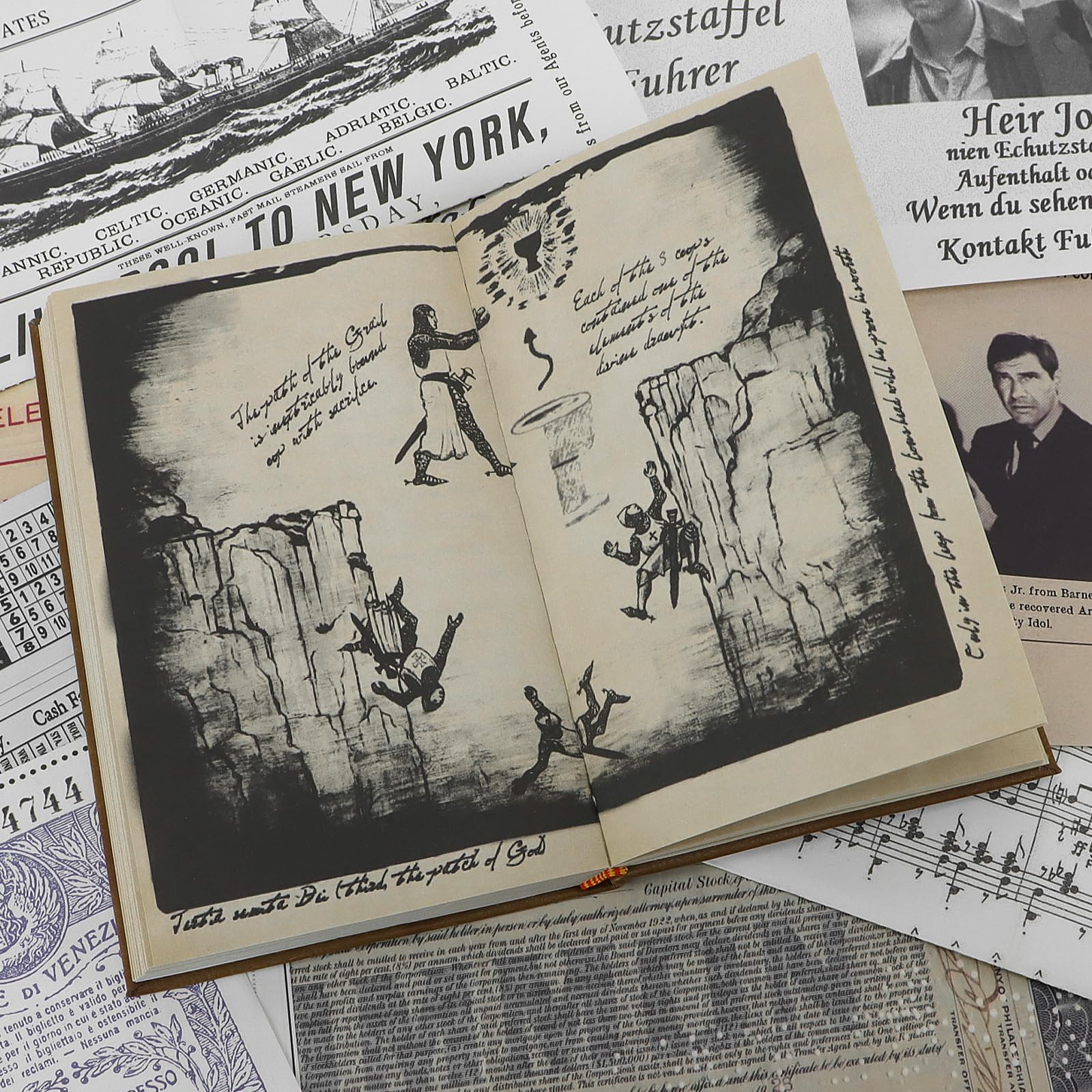 Litdevil Grail Diary Indiana Journal, Indiana Grail Diary, Indiana Grail Diary Props Toys, Vintage Leather Journal Classic Movie Prop Gifts