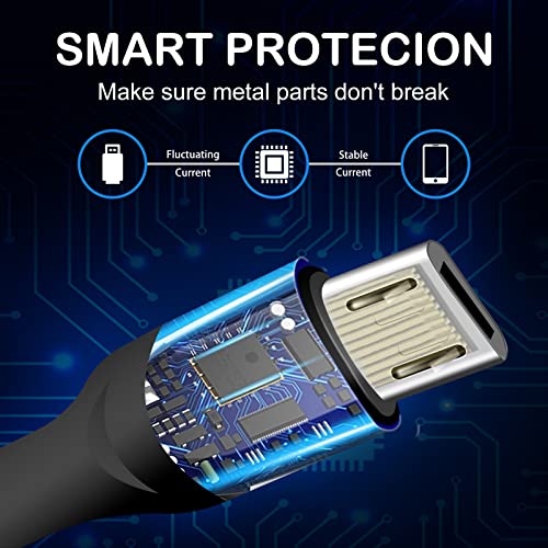 DYUF Micro USB Cable,Android Charger Cable, [3PCS 3.2ft 4.9ft 6.5ft] 3.1A Fast Charger Cord, Blue Braided USB Cable, Compatible with Samsung Galaxy S7 Edge S6 S5, Android Phone, etc