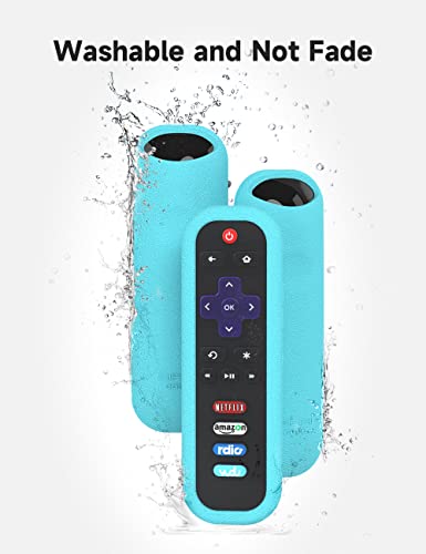 Remote Case for Roku Smart TV RC280 RC282 URC280J XRC280J Remote Control Universal Replacement Lightweight Silicone Case Cover Sleeve Skin with Lanyard for Roku TV Remote(Glow in Dark-Blue)
