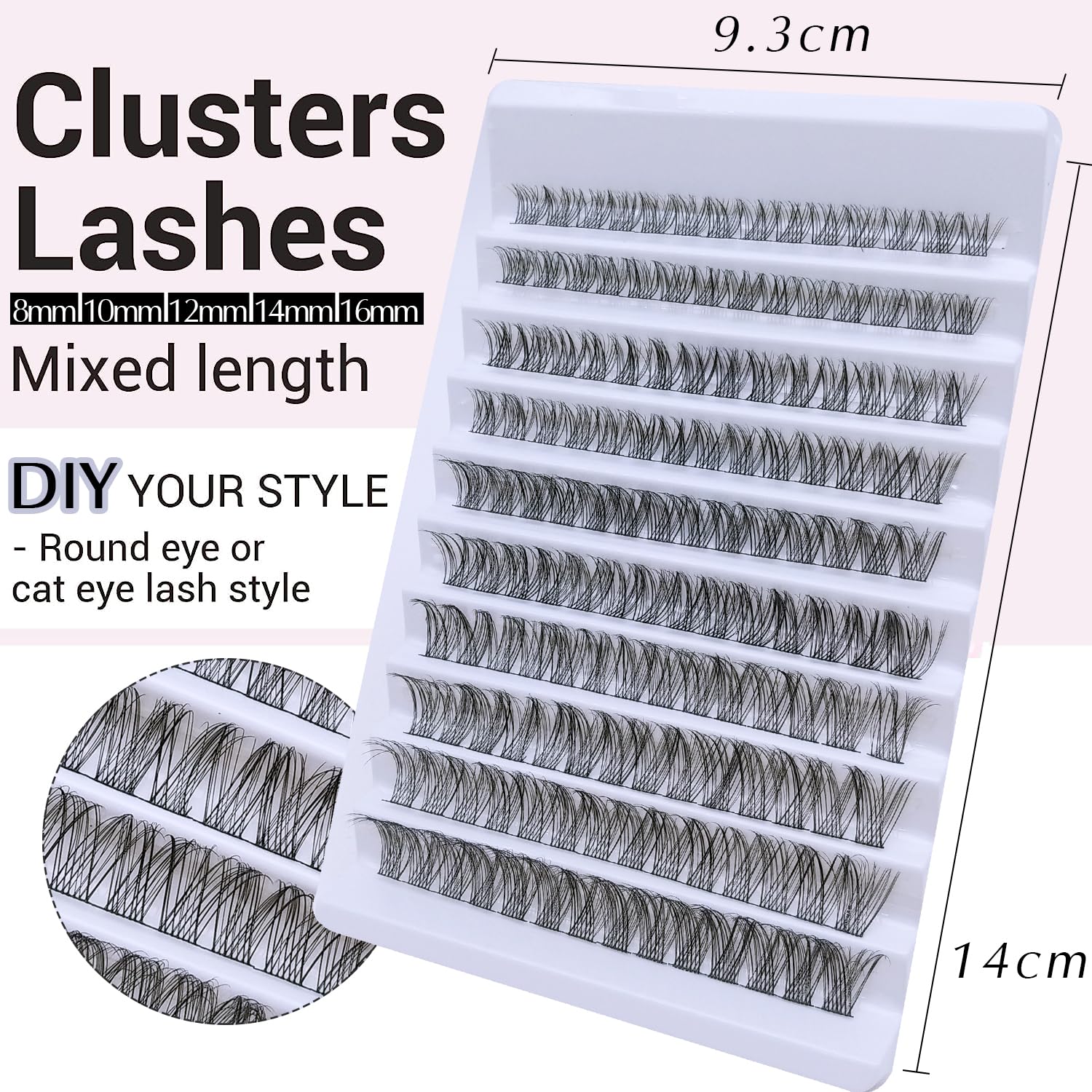 DIY Lash Clusters 140 PCS D Curl Individual Lash Extension Wisps Mixed Length 8-16mm Mink Lashes Volume Natural Look Eyelashes Cluster(D004))