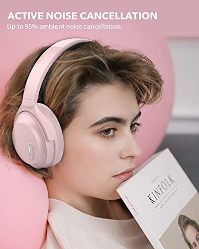 HROEENOI Active Noise Cancelling Headphones, Bluetooth Headphones with 40H Playtime, Hi-Res Audio, Connect to 2 Devices