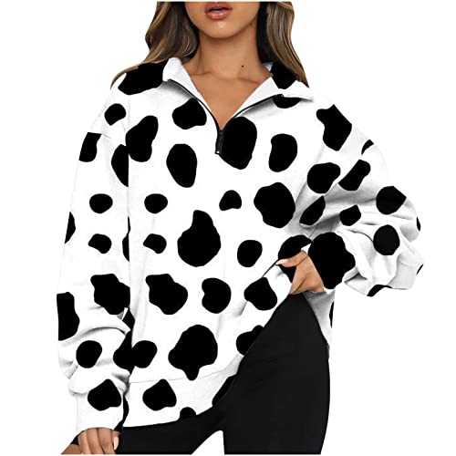 Fashion Women Casual Print Lapel Neck Long Sleeve Loose T-Shirt Blouse Pullover Tops