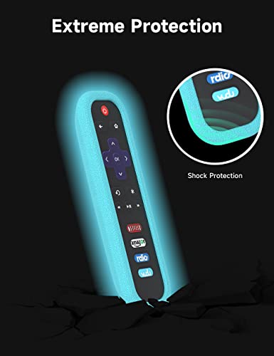 Remote Case for Roku Smart TV RC280 RC282 URC280J XRC280J Remote Control Universal Replacement Lightweight Silicone Case Cover Sleeve Skin with Lanyard for Roku TV Remote(Glow in Dark-Blue)