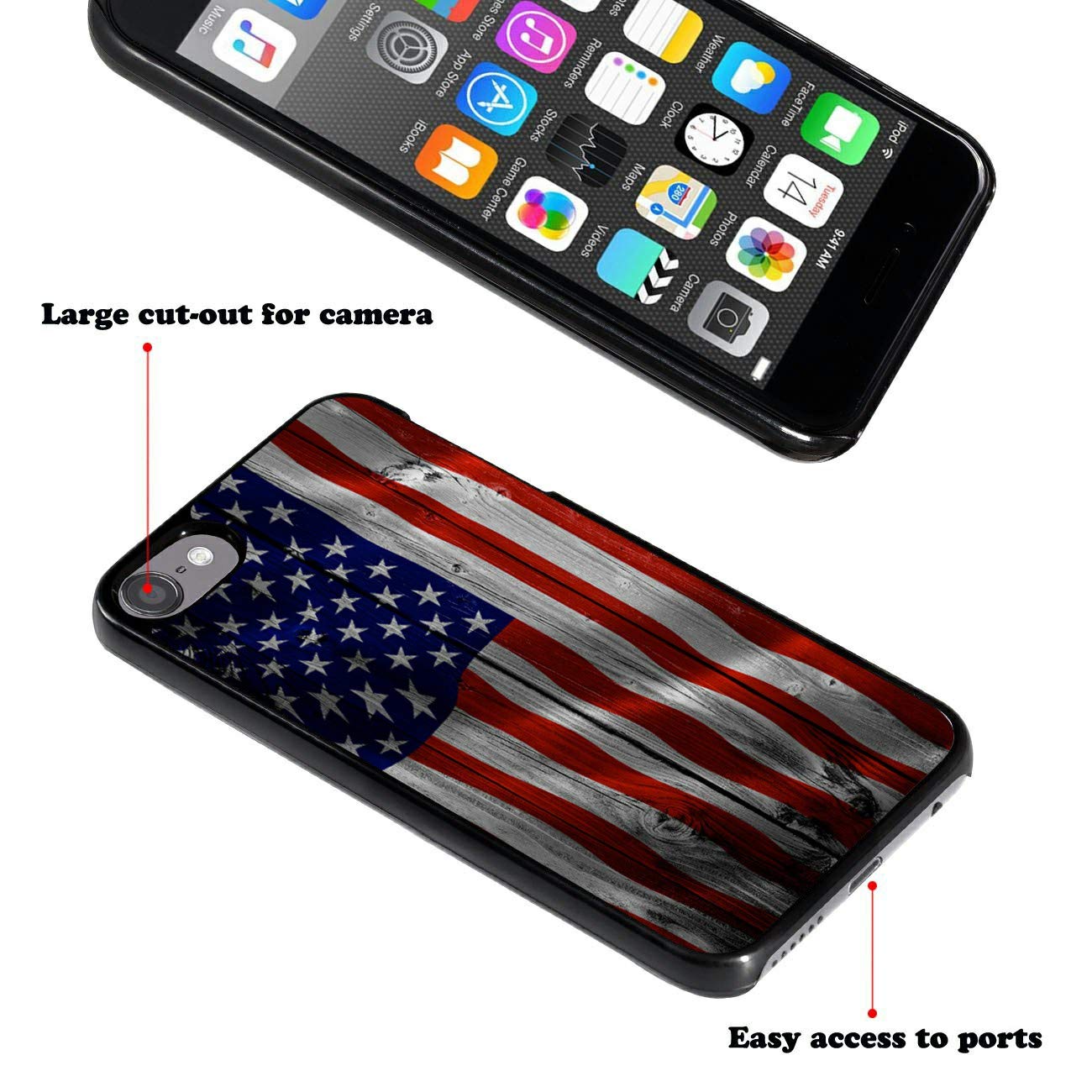 AIRWEE iPod Touch 7 Case,Touch 6/5 Case, Slim Back Cover Hard Plastic Protector Case for Apple iPod Touch 5th/6th/7th Generation,American Flag …