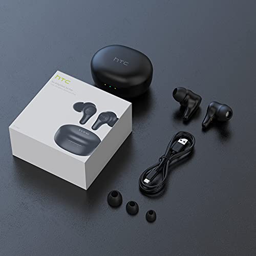 HTC True Wireless Earbuds Plus - ANC, Active Noise Cancellation IPX5 Water Resistant Bluetooth 5.0 with ENC, Stereo in-Ear Touch Control Earbuds