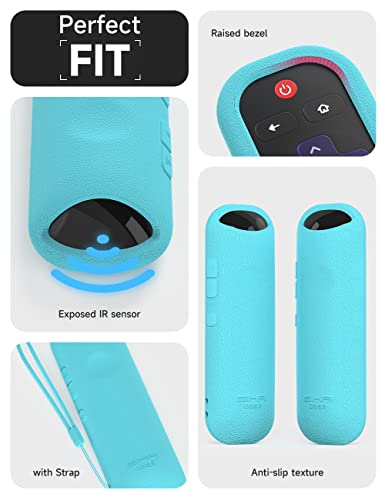 Remote Case for Roku Smart TV RC280 RC282 URC280J XRC280J Remote Control Universal Replacement Lightweight Silicone Case Cover Sleeve Skin with Lanyard for Roku TV Remote(Glow in Dark-Blue)