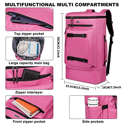 Asenlin Travel Backpack for Women Men,40L Extra Large Hiking Backpack,18 Inch Carry on Backpack Water Resistant for Casual Daypack Gym Backpack-Pink