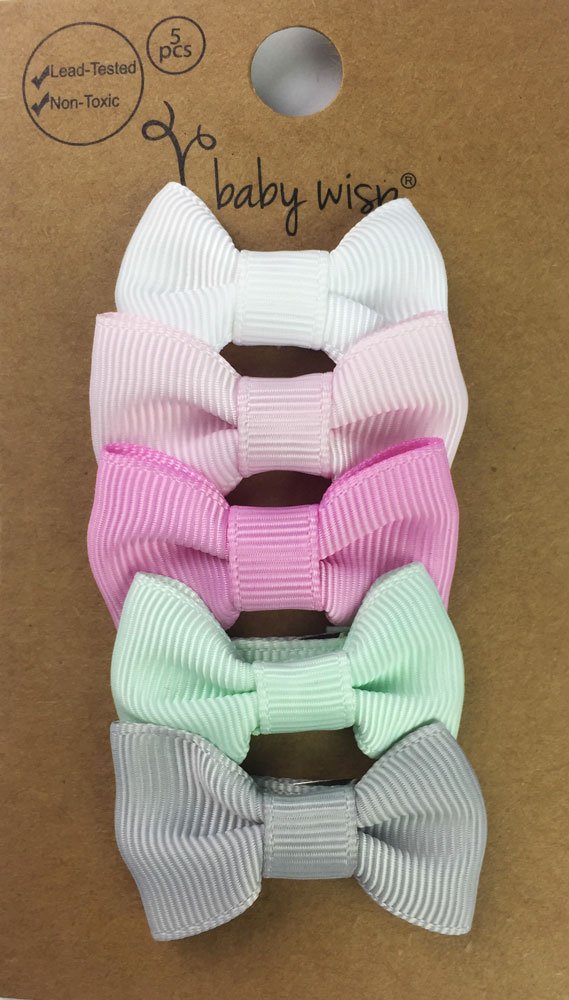 Baby Wisp 5 Charlotte Grosgrain Hair Bows Baby Girls Clips - Flowers in the Attic Gift Set