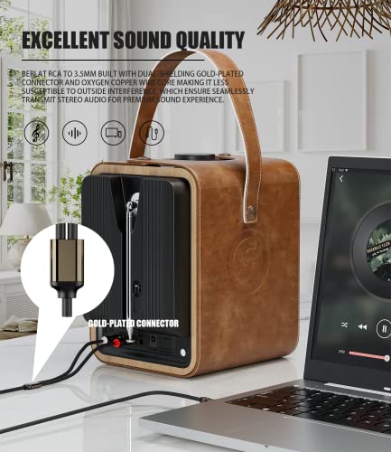 BERLAT RCA to 3.5mm Cable, RCA Audio Cable Nylon Woven 24K Gold Plated Male to Male Jack Adapter for Connects a Smartphone, Tablet, HDTV,or MP3 Player to a Speaker - 6.6ft/2M