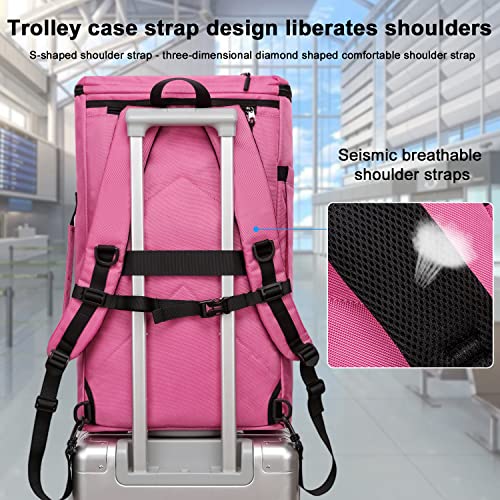 Asenlin Travel Backpack for Women Men,40L Extra Large Hiking Backpack,18 Inch Carry on Backpack Water Resistant for Casual Daypack Gym Backpack-Pink