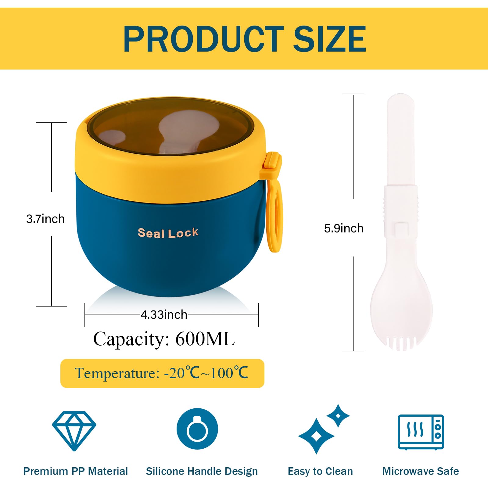 Overnight Oats Containers with Lids, 20oz Portable Overnight Oats Jars with Spoons, Leak-proof Plastic Yogurt Jars, Oatmeal Container for Yogurt Breakfast On The Go Cups, Dessert Snack Containers