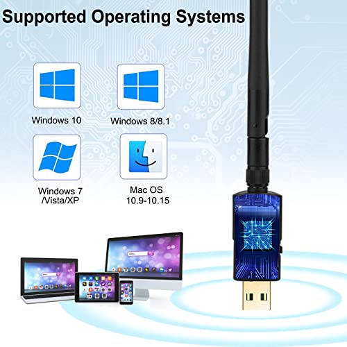 USB WiFi Adapter 1200Mbps USB WiFi Dongle, 5G/2.4G Dual Band Wireless Network Adapter with 5dBi High Gain Antenna for Desktop/Laptop, Supports Windows 10/8.1/8/7/XP/Vista/Mac OS 10.9-10.15