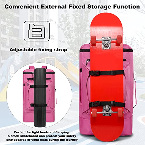 Asenlin Travel Backpack for Women Men,40L Extra Large Hiking Backpack,18 Inch Carry on Backpack Water Resistant for Casual Daypack Gym Backpack-Pink