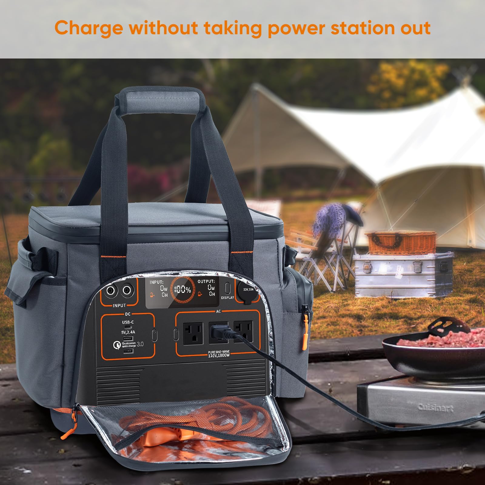 FRECOLSH Travel Carrying Case Compatible with Jackery Explorer 1500, Portable Power Station Storage Case with Water- proof Bottom and Pocket for Jackery Accessories Solar Generator, Storage Bag Only