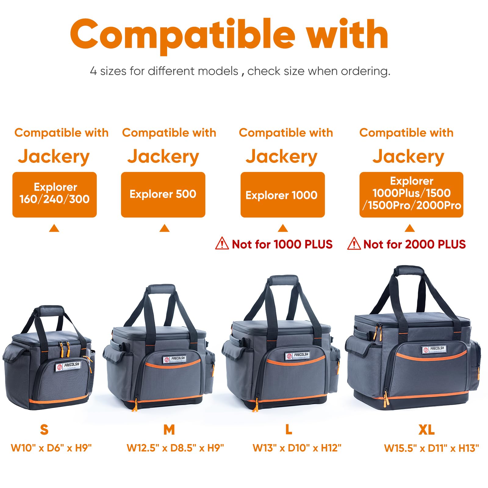 FRECOLSH Travel Carrying Case Compatible with Jackery Explorer 1500, Portable Power Station Storage Case with Water- proof Bottom and Pocket for Jackery Accessories Solar Generator, Storage Bag Only