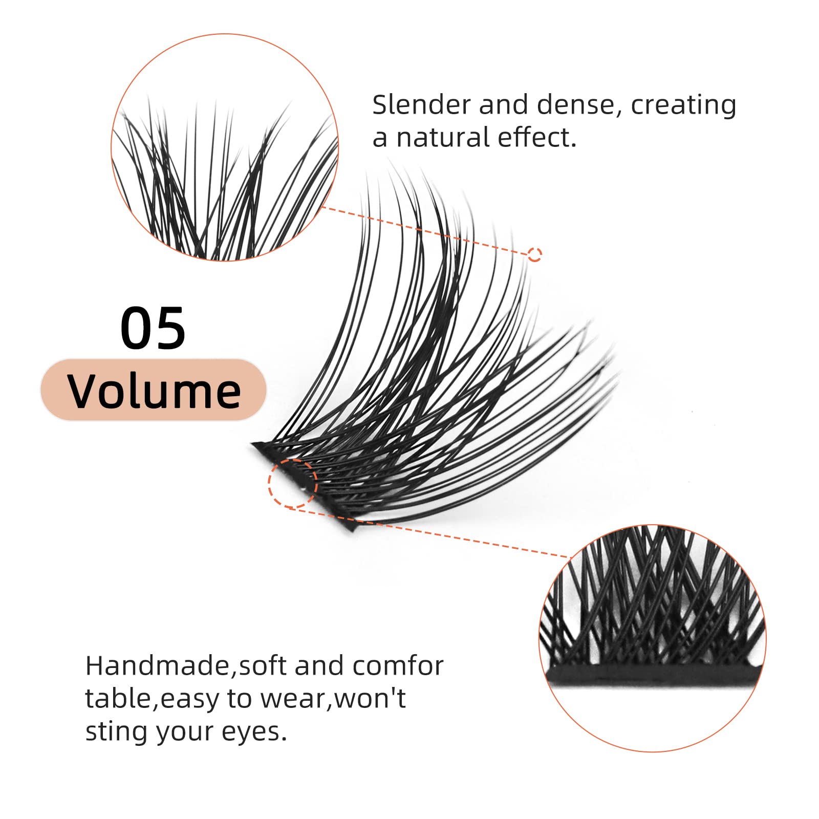 72 Pcs Lash Clusters DIY Eyelash Extension C Curl 14mm Wide Stem Cluster Lashes Individual Lashes Cluster Lashes Wisps Reusable Professional Makeup for Self-application (Volume R-05 C 14mm)