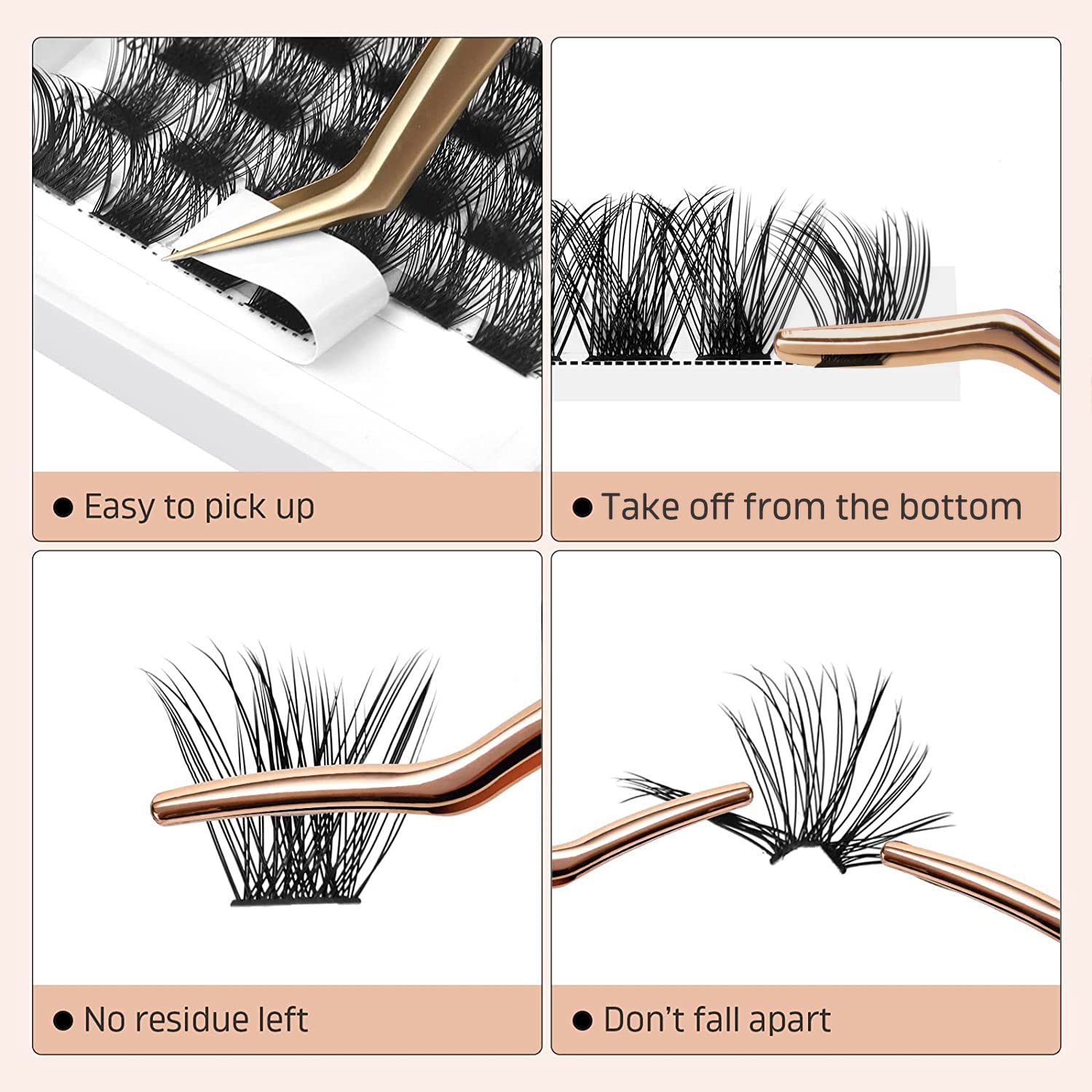 72 Pcs Lash Clusters DIY Eyelash Extension C Curl 14mm Wide Stem Cluster Lashes Individual Lashes Cluster Lashes Wisps Reusable Professional Makeup for Self-application (Volume R-05 C 14mm)