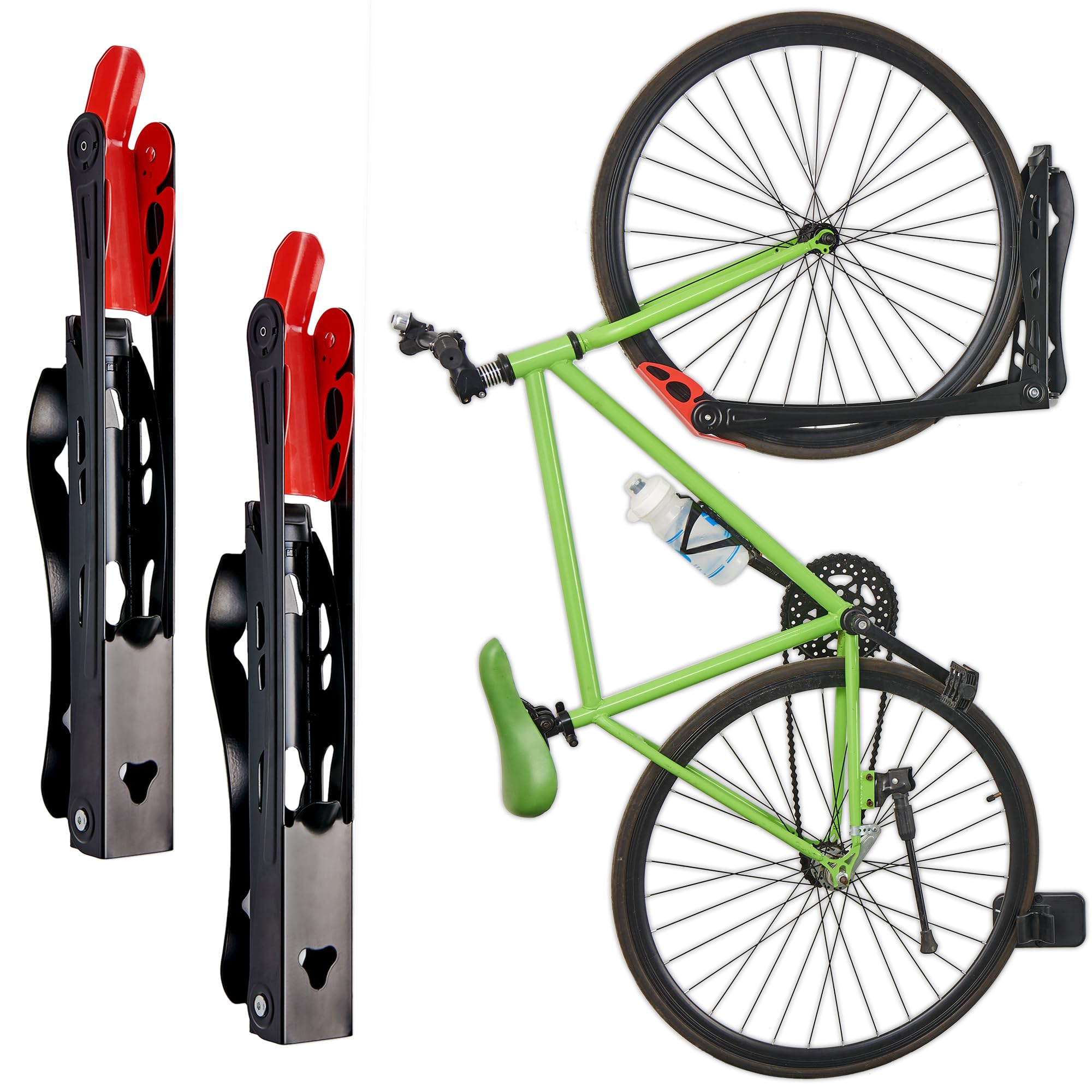 Wallmaster BIKEPAL Swivel Bike Rack, Wall Mounted Bike Storage System, Space Saving for Home and Garage, 2 Pack