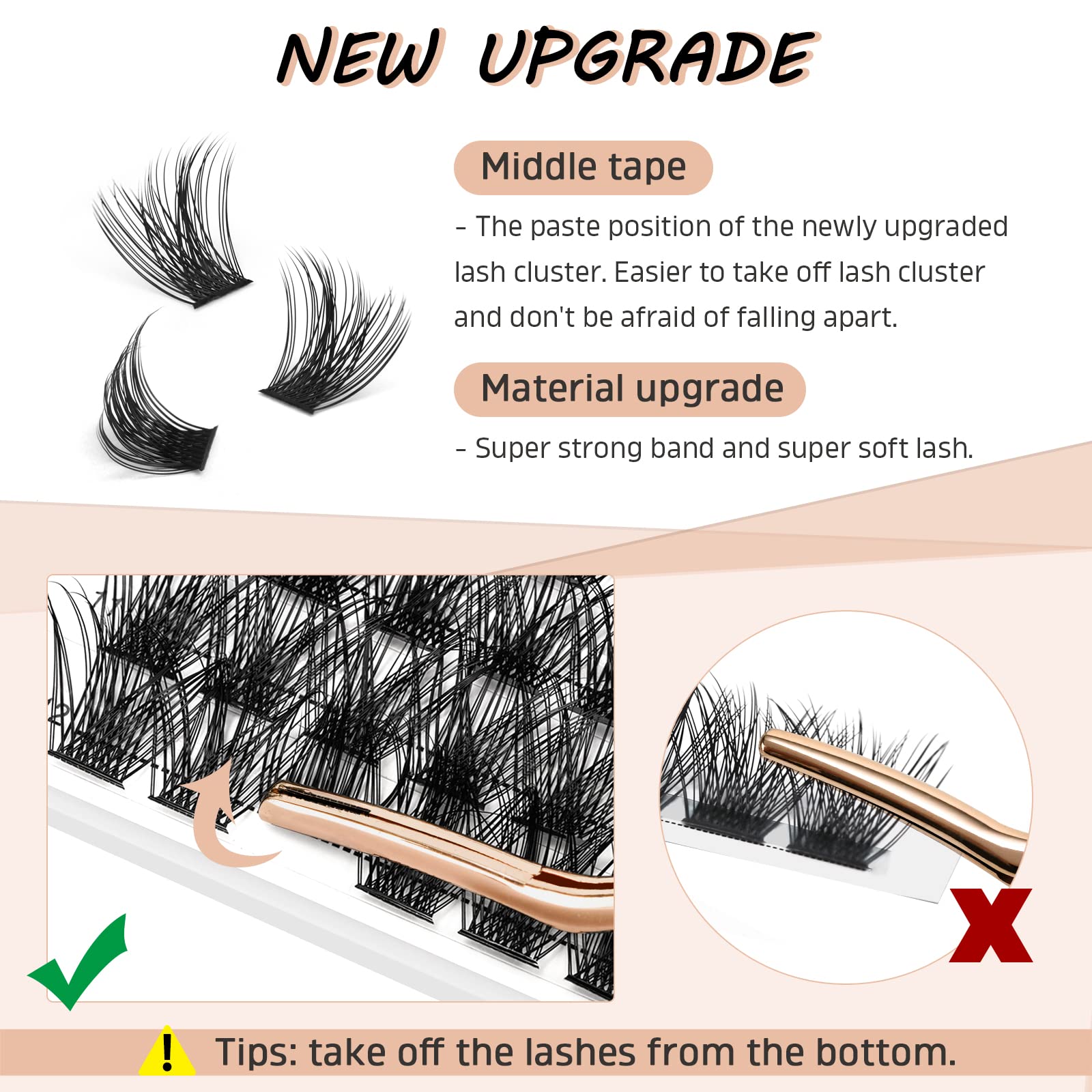 72 Pcs Lash Clusters DIY Eyelash Extension C Curl 14mm Wide Stem Cluster Lashes Individual Lashes Cluster Lashes Wisps Reusable Professional Makeup for Self-application (Volume R-05 C 14mm)