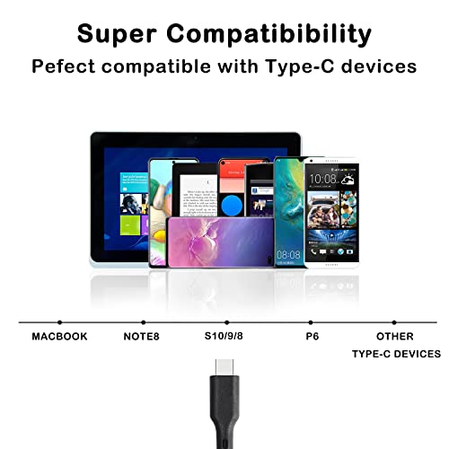 GELRHONR Retractable USB Type C Cable,Coiled USB A to USB C (3A 60W) Fast Charging and Data Cable for S10,S20,S22,Note 10 9, Pixel 4XL,Switch,OnePlus 5,Other USB C Device - Black/(Max 1.5M/4.9Ft)