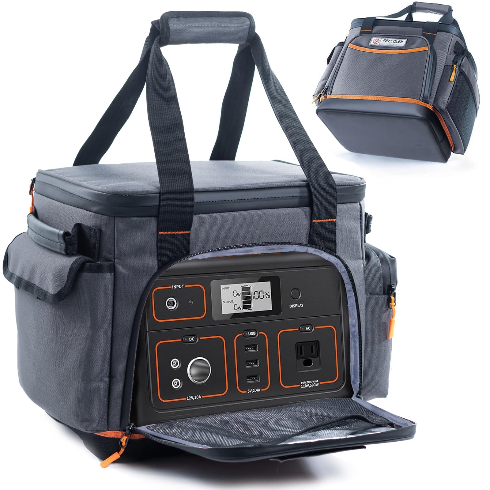 FRECOLSH Travel Carrying Case Compatible with Jackery Explorer 1500, Portable Power Station Storage Case with Water- proof Bottom and Pocket for Jackery Accessories Solar Generator, Storage Bag Only