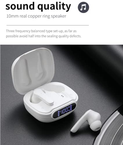Wireless Earbuds, Bluetooth Ear Buds HiFi Stereo Sound Deep Bass Headphones with LED Charging Case for Motorola Moto G8 Power Touch Control, Noise Cancelling Mic, IPX7 Waterproof Earphones