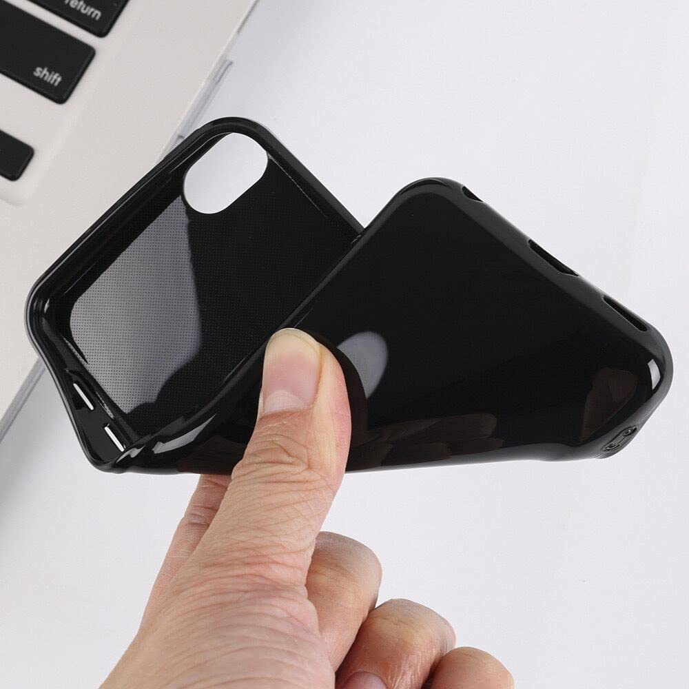 BLLQ Compatible with iPod Touch 7 Case ,iPod Touch 6 Case, iPod Touch 5 Case,Black Glossy TPU Soft Slim Light Thin Cover Skin Case Compatible with iPod Touch 5th / 6th / 7th Gen, Black