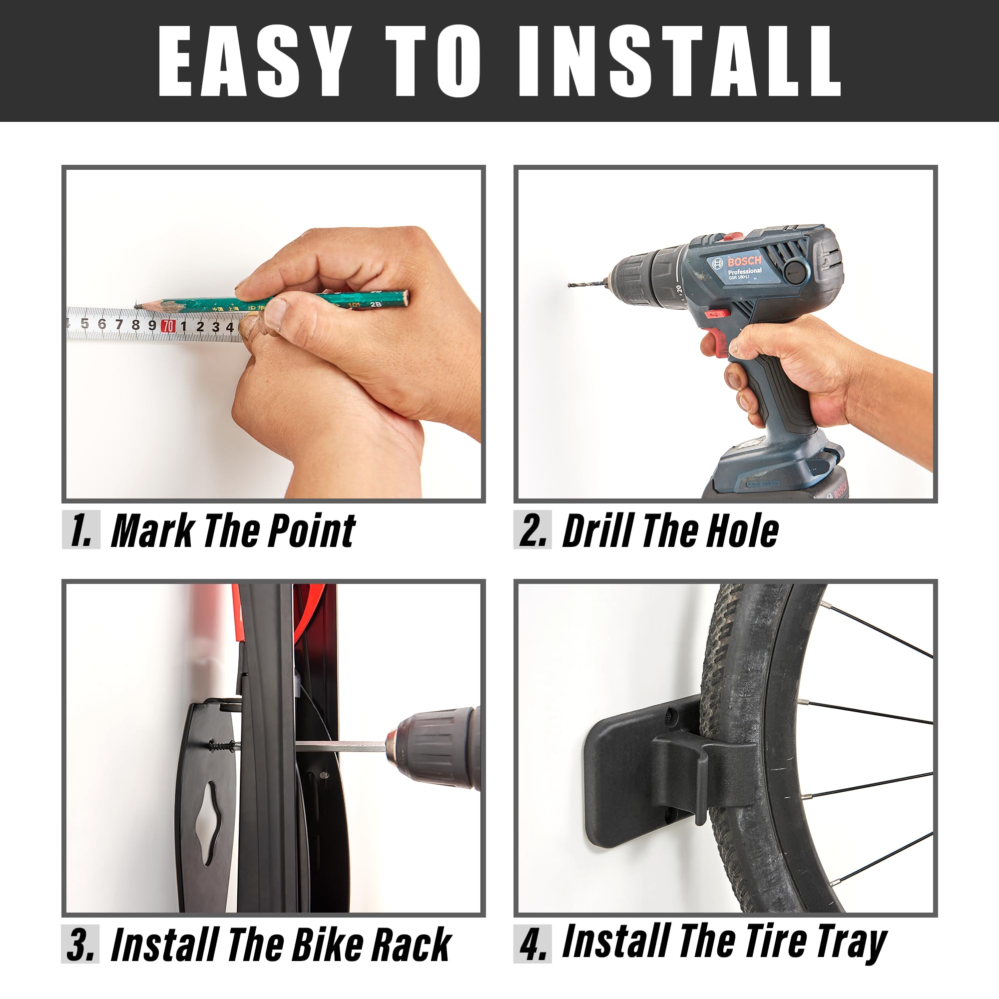 Wallmaster BIKEPAL Swivel Bike Rack, Wall Mounted Bike Storage System, Space Saving for Home and Garage, 2 Pack