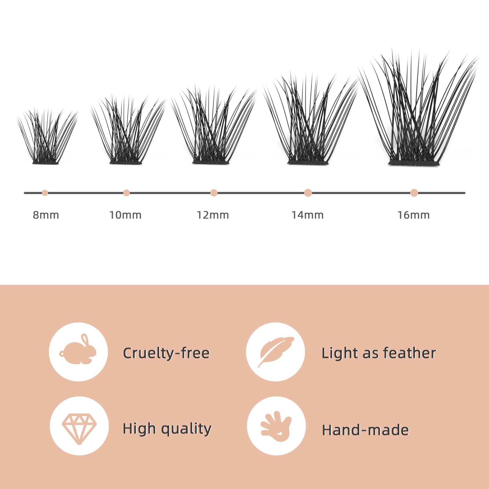 72 Pcs Lash Clusters DIY Eyelash Extension C Curl 14mm Wide Stem Cluster Lashes Individual Lashes Cluster Lashes Wisps Reusable Professional Makeup for Self-application (Volume R-05 C 14mm)