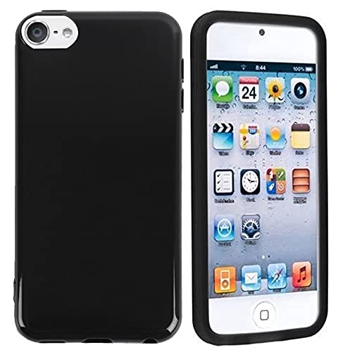 BLLQ Compatible with iPod Touch 7 Case ,iPod Touch 6 Case, iPod Touch 5 Case,Black Glossy TPU Soft Slim Light Thin Cover Skin Case Compatible with iPod Touch 5th / 6th / 7th Gen, Black