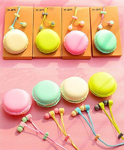 Amberetech Cute 3.5mm in Ear Earphones Earbuds Headset with Macaron Earphone Organizer Box Case for iPhone,for Samsung,for Mp3 iPod Pc Music (Pink)