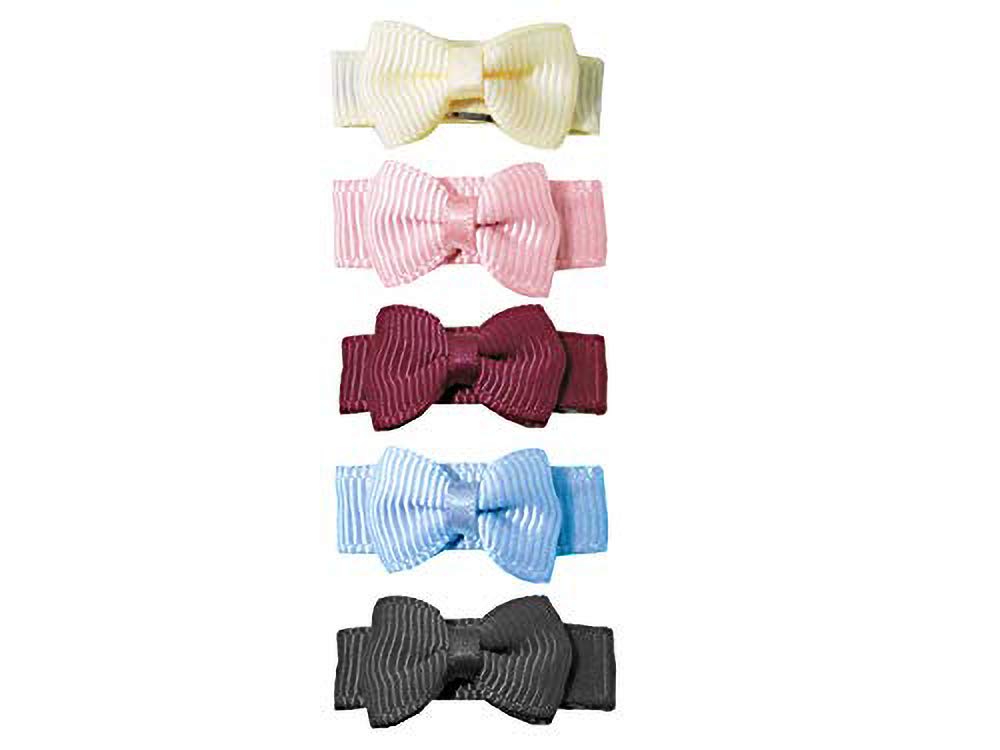 Baby Wisp 5 Tiny Tuxedo Bow Grosgrain Hair Clips Baby Girls Toddlers - Victorian Tea Gift Set