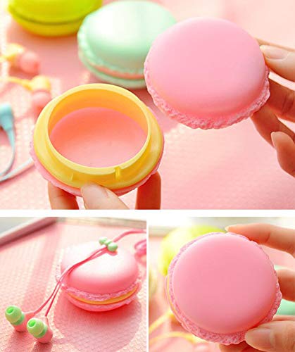 Amberetech Cute 3.5mm in Ear Earphones Earbuds Headset with Macaron Earphone Organizer Box Case for iPhone,for Samsung,for Mp3 iPod Pc Music (Pink)