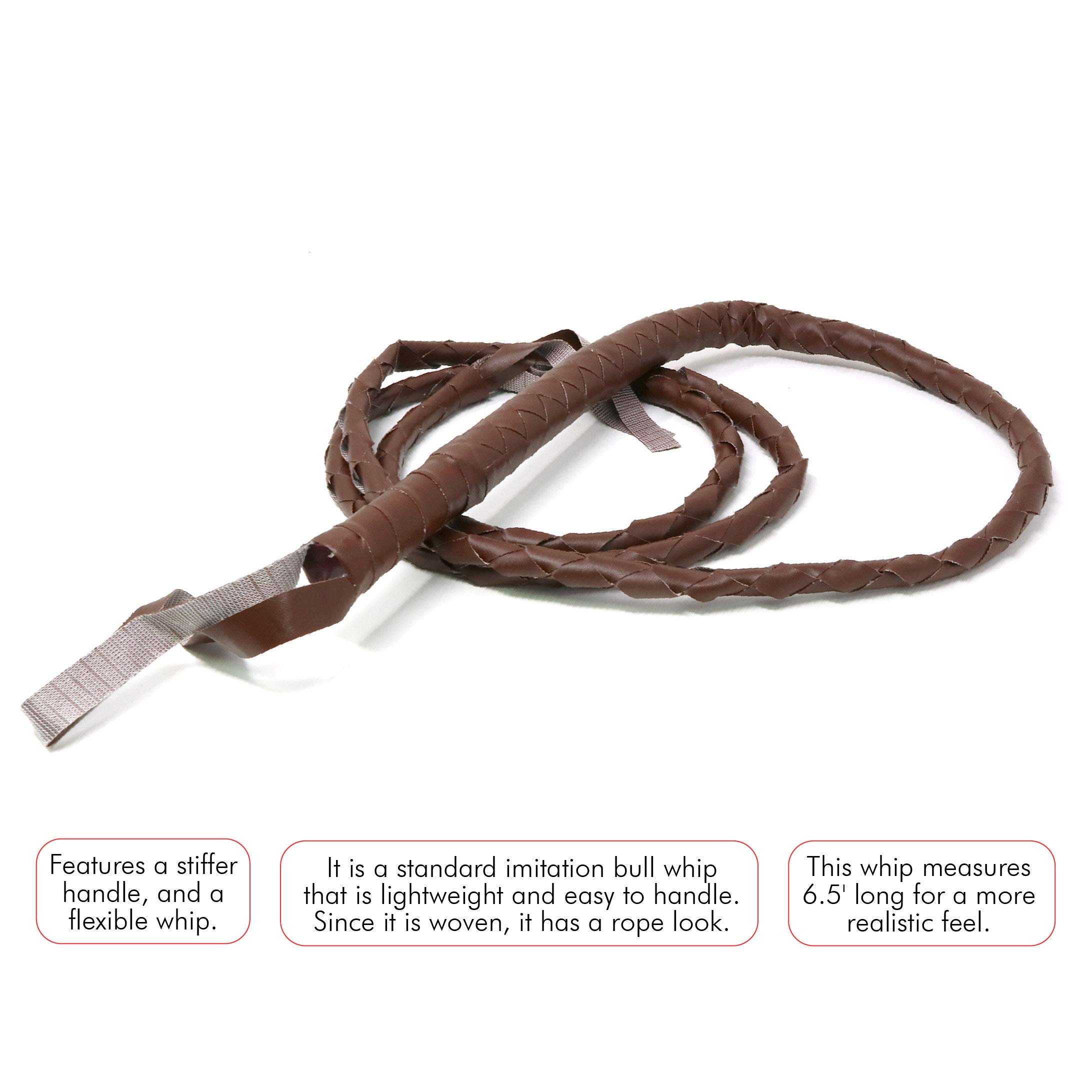 Skeleteen Faux Leather Brown Whip - 6.5' Woven Costume Accessories Whips - 1 Piece
