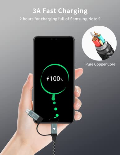 MOMAX Multi USB C Fast Charging Cable, 4 in 1 USB C/USB A to USB C/Micro USB PD 60W Nylon Braided Multiple USB Cable Charge Adapter Connector for All Android, Data Transfer, QC Fast Charging (Grey)