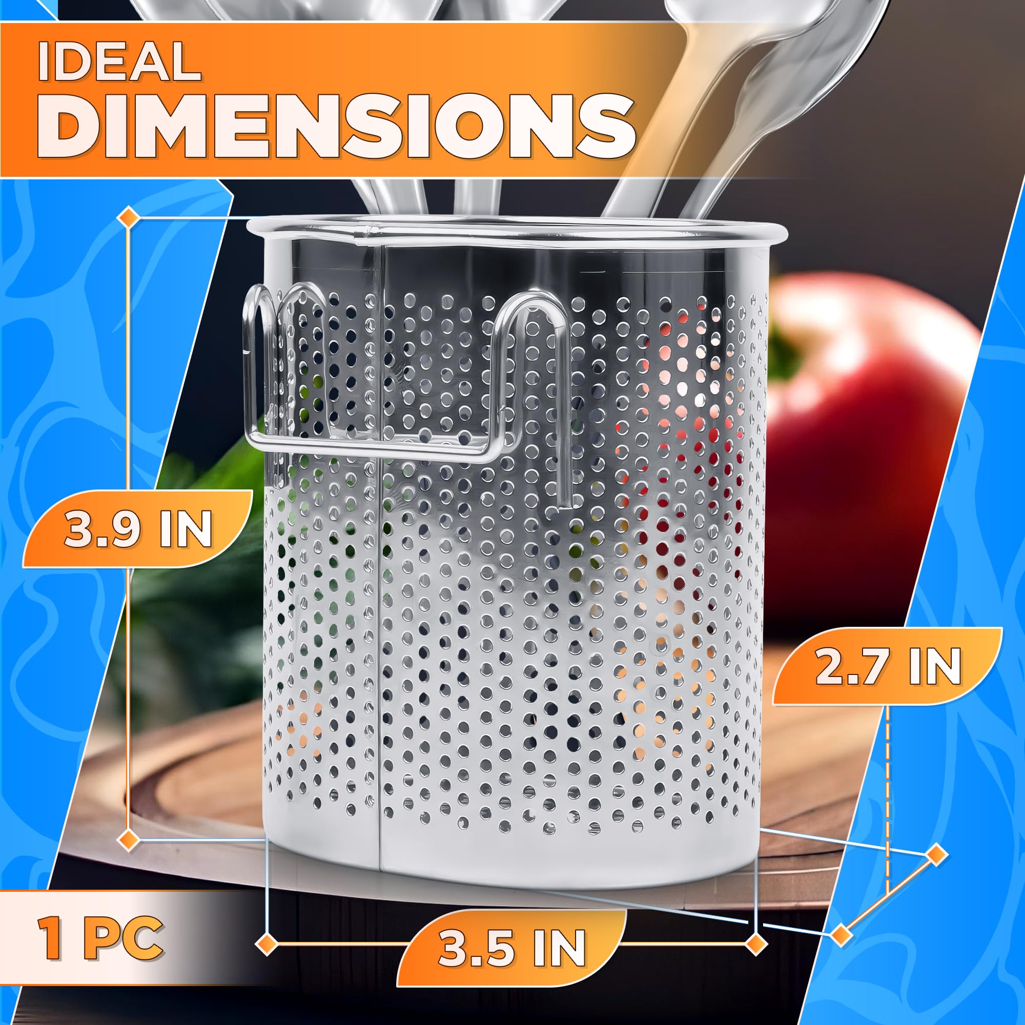 Chopsticks Holder Dishwasher Cutlery Rack - Oval Cutlery Drainer Basket for Kitchen Sink Dishwasher Rack - Stainless Steel Utensil Container for Dishwasher - Cutlery Caddy Silverware Drying Rack
