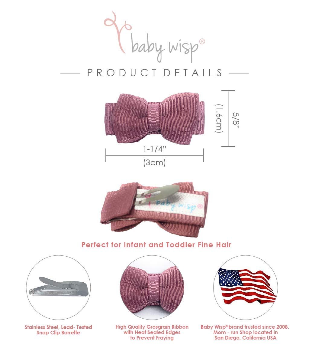 Baby Wisp 5 Tiny Tuxedo Bow Grosgrain Hair Clips Baby Girls Toddlers - Victorian Tea Gift Set