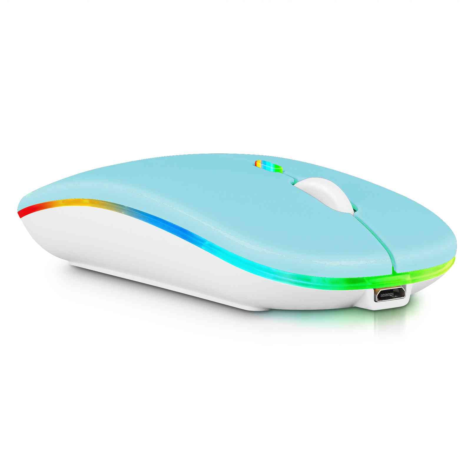 UrbanX 2.4GHz & Bluetooth Mouse, Rechargeable Wireless Mouse for Huawei Mate 20 X Bluetooth Wireless Mouse for Laptop/PC/Mac/Computer/Tablet/Android RGB LED Turquoise