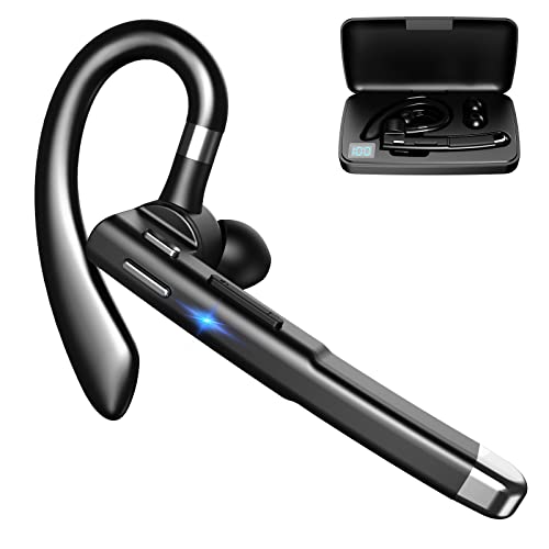 ïŒïŒ·ïŒčïŒïŒž Bluetooth Headset One Ear Earphone Earpiece for Cell Phones Wireless Headset with Charging Case and LED Intelligence Display