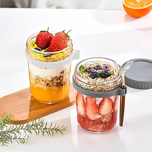 Nialnant Overnight Oats Jars with Lid and Spoon,10 Oz Airtight Overnight Oats Container with Measurement Marks,Mason Jars for Overnight Oats,Fruit,Vegetable
