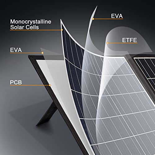POWOXI 60W Portable Solar Panel for Power Station, IP65 Waterproof Foldable 5V-20V DC Output, with Adjustable Kickstand, Solar Charger with USB Outputs for Phone Outdoor Camping RV